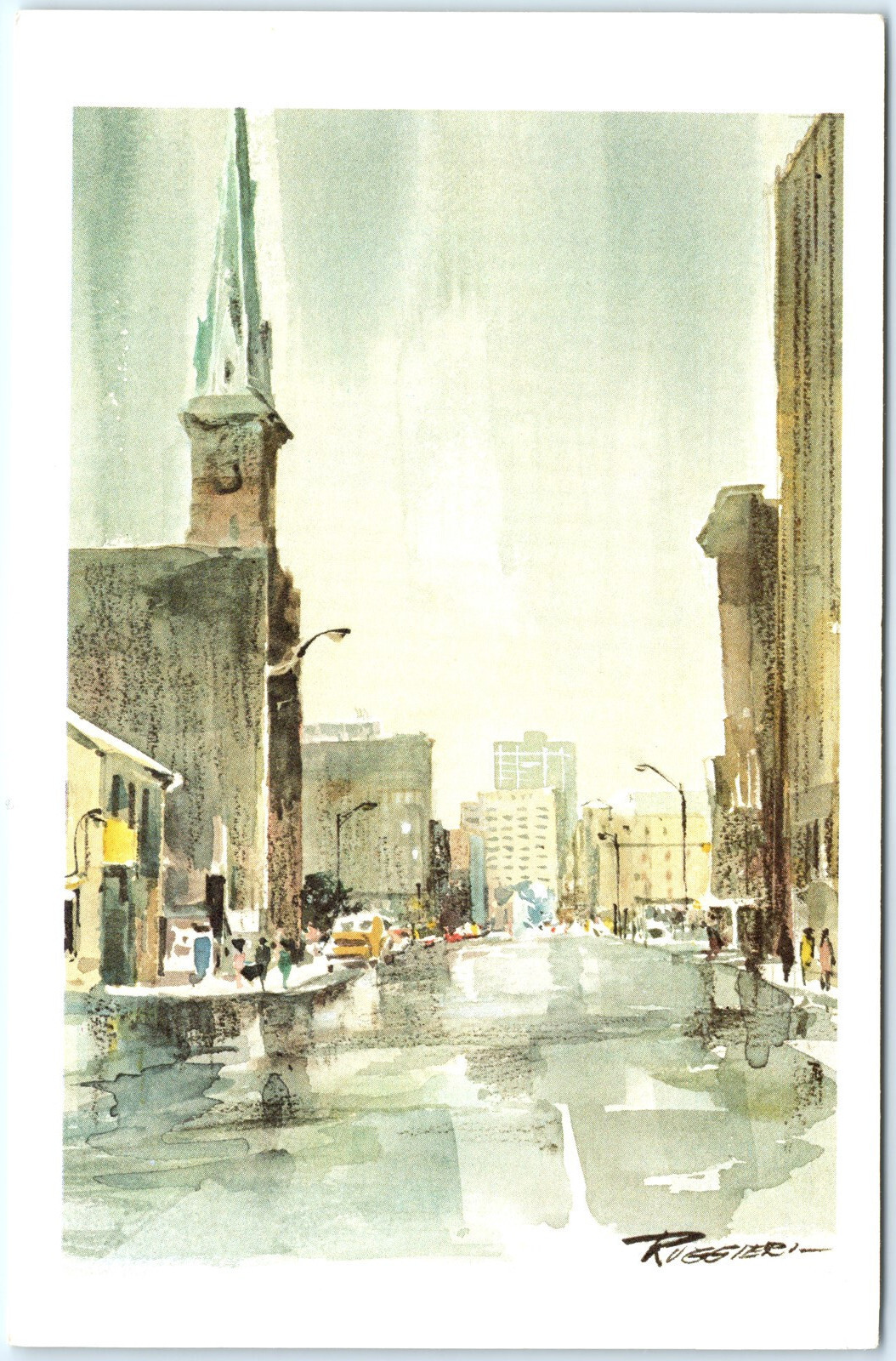 c1970s Harrisburg, PA 2nd Chestnut St North Watercolor Nick Ruggieri ...