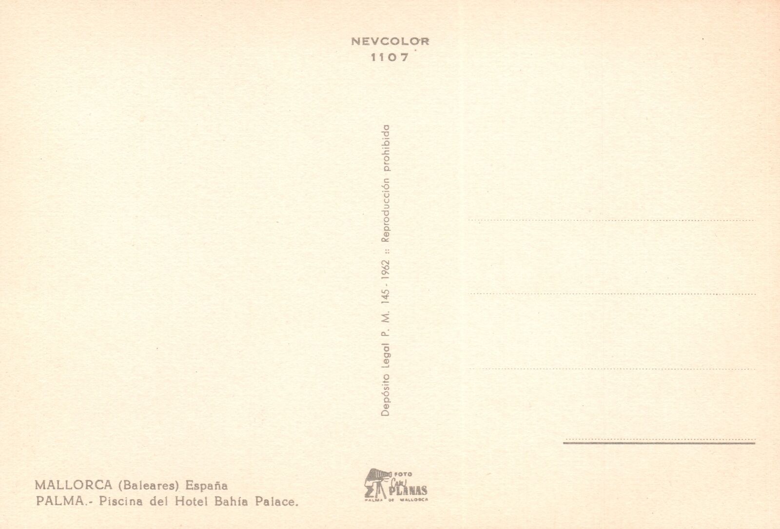 Vintage Postcard Mallorca Beleares Espana Piscina Hotel Bahia Palace ...