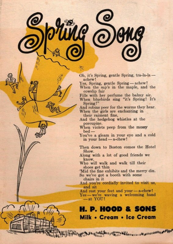 H. P. Hood & Sons Milk Ice Cream Spring Song New England Brochure c1930 ...