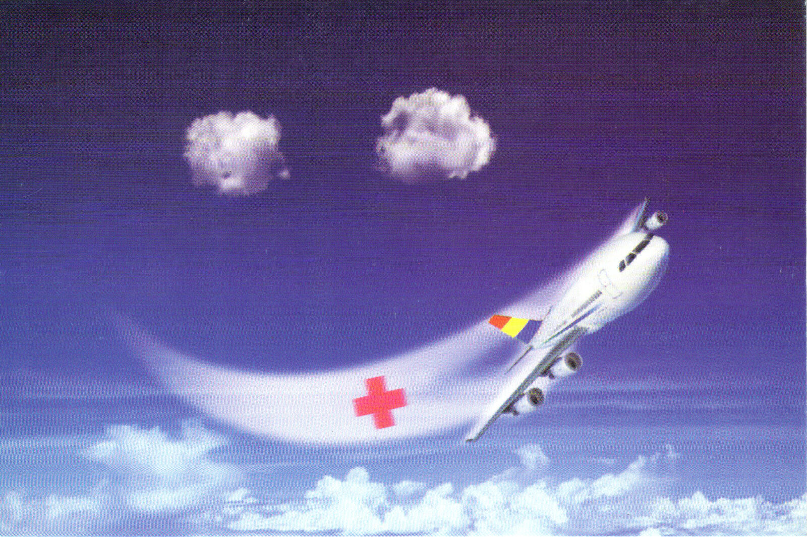 Romania RED Cross Plane Smiley Face Clouds Fantasy Postcard | Topics ...