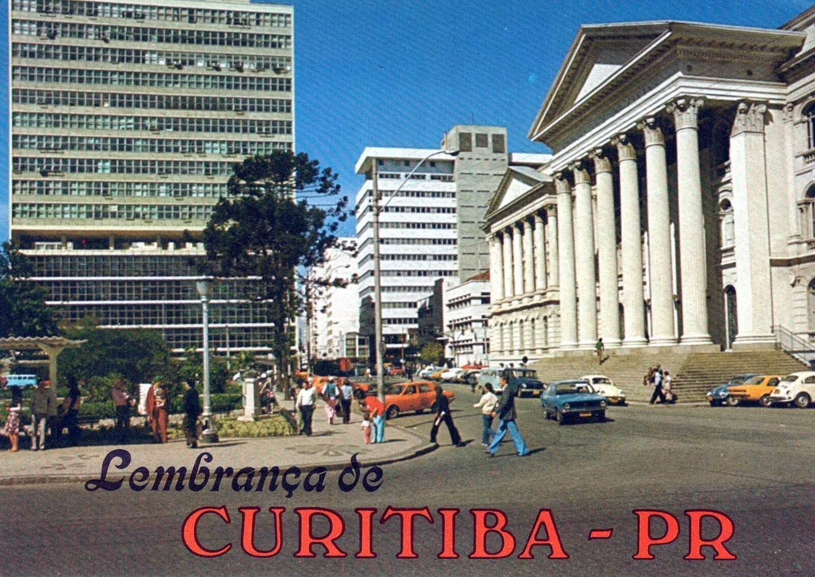 Vintage Continental Size Postcard Downtown Street Scene Curitiba Brasil ...