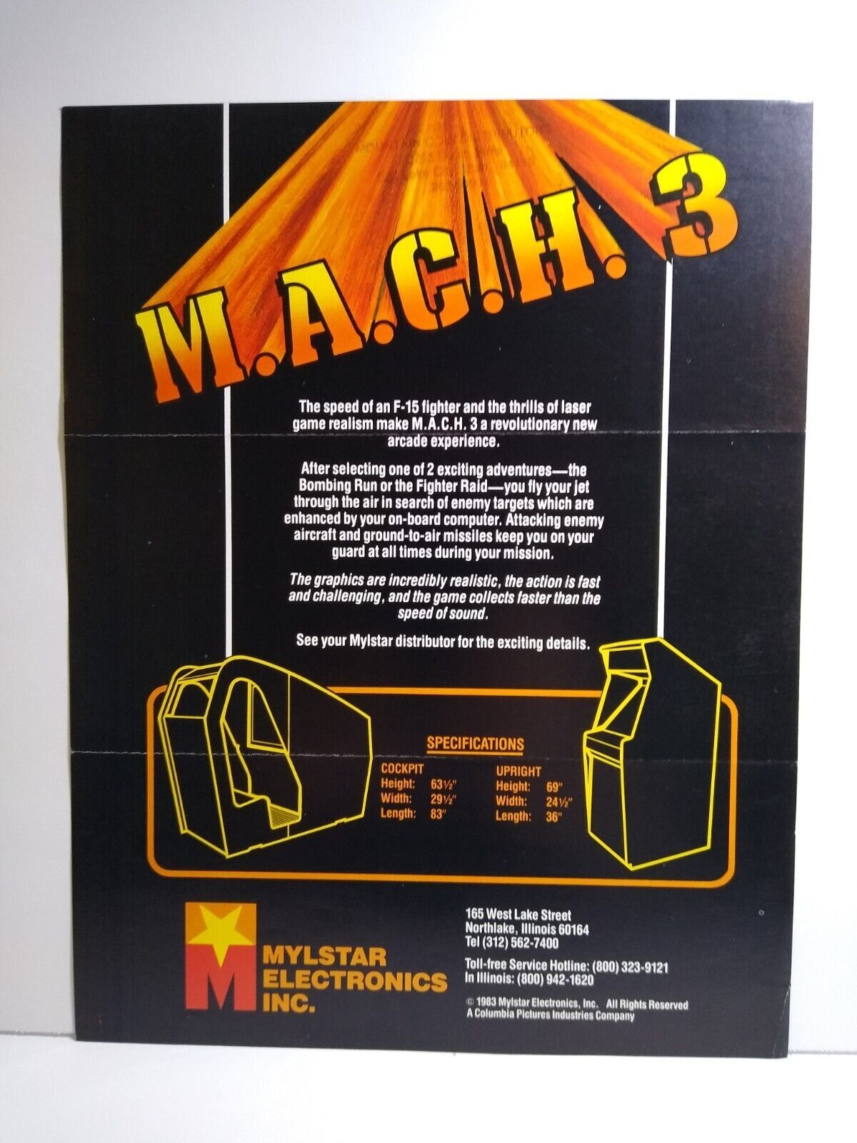 M.A.C.H. 3 Arcade Flyer Original 1983 Video Game Retro Art 8.5" x 11 ...