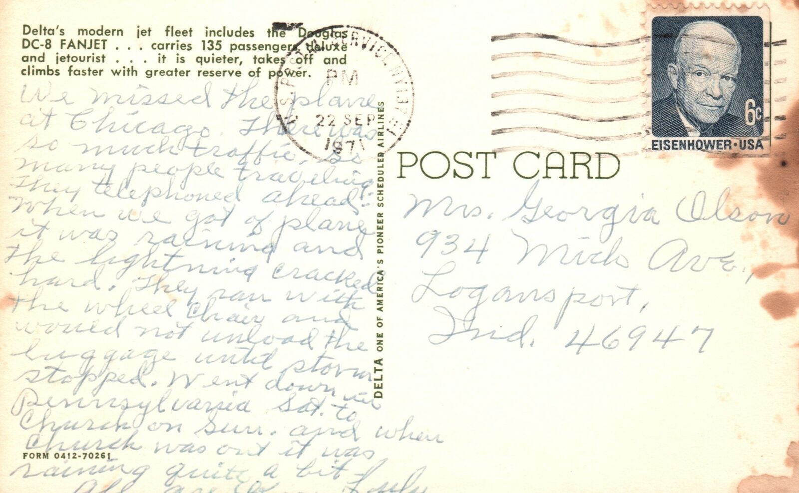 Vintage Postcard 1971 Delta's Modern Jet Fleet Douglas Dc-8 Fanget ...