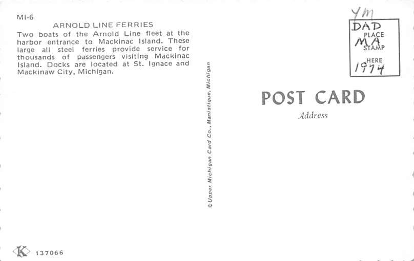 Arnold Line Ferries Two Boats Fleet At Harbor Entrance Mackinaw City MI ...