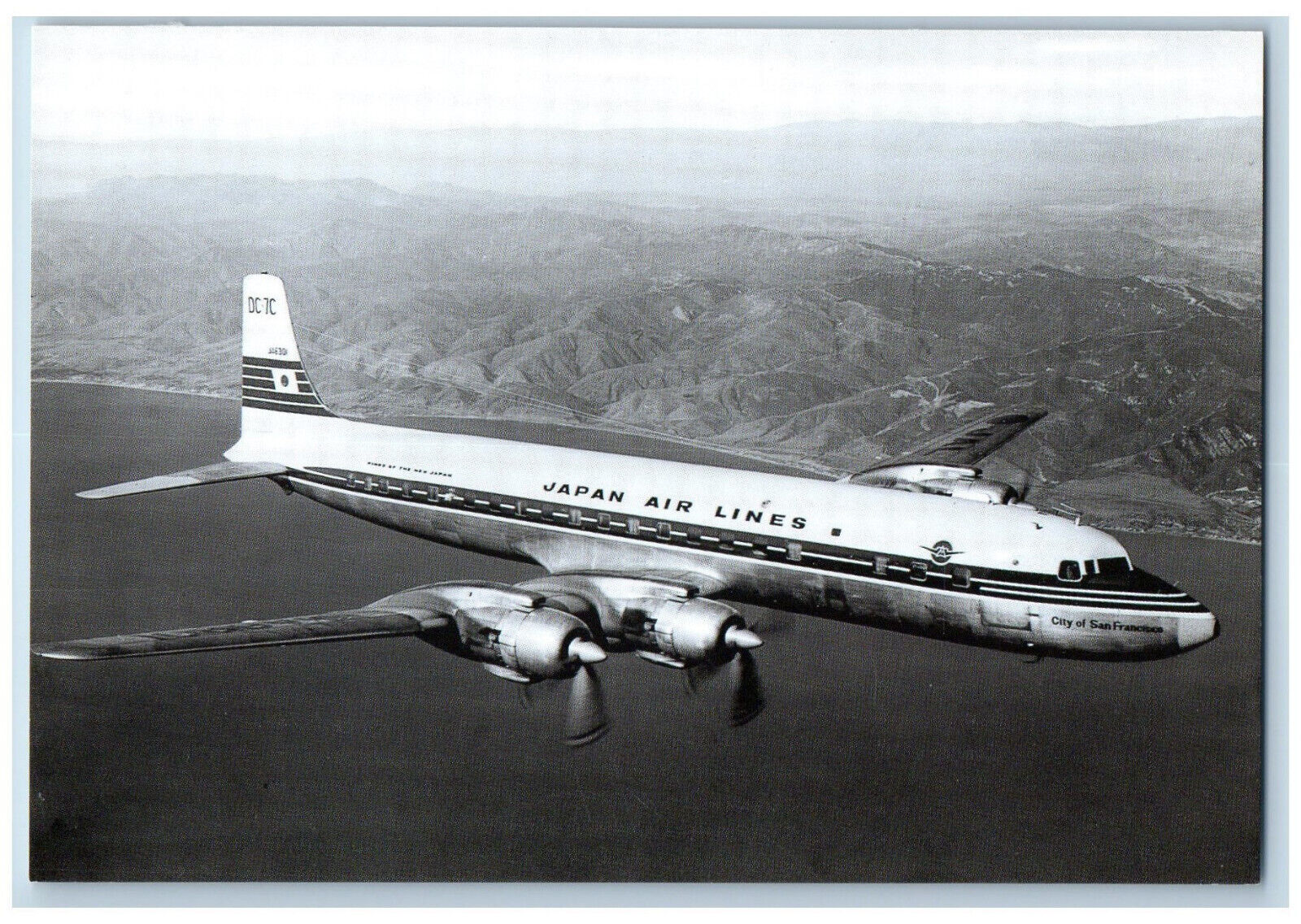 Tokyo Japan Postcard Japan Air Lines San Francisco City DC-7C c1950's ...