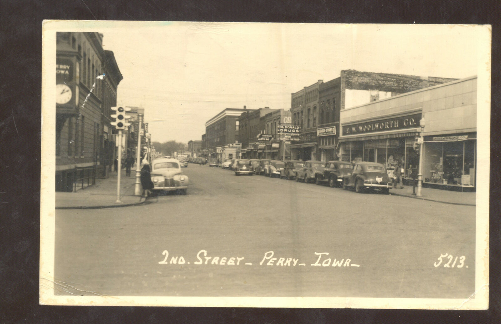 Rppc Perry Iowa Downtown 2nd Street Scene OLD Cars Stores Real Photo ...