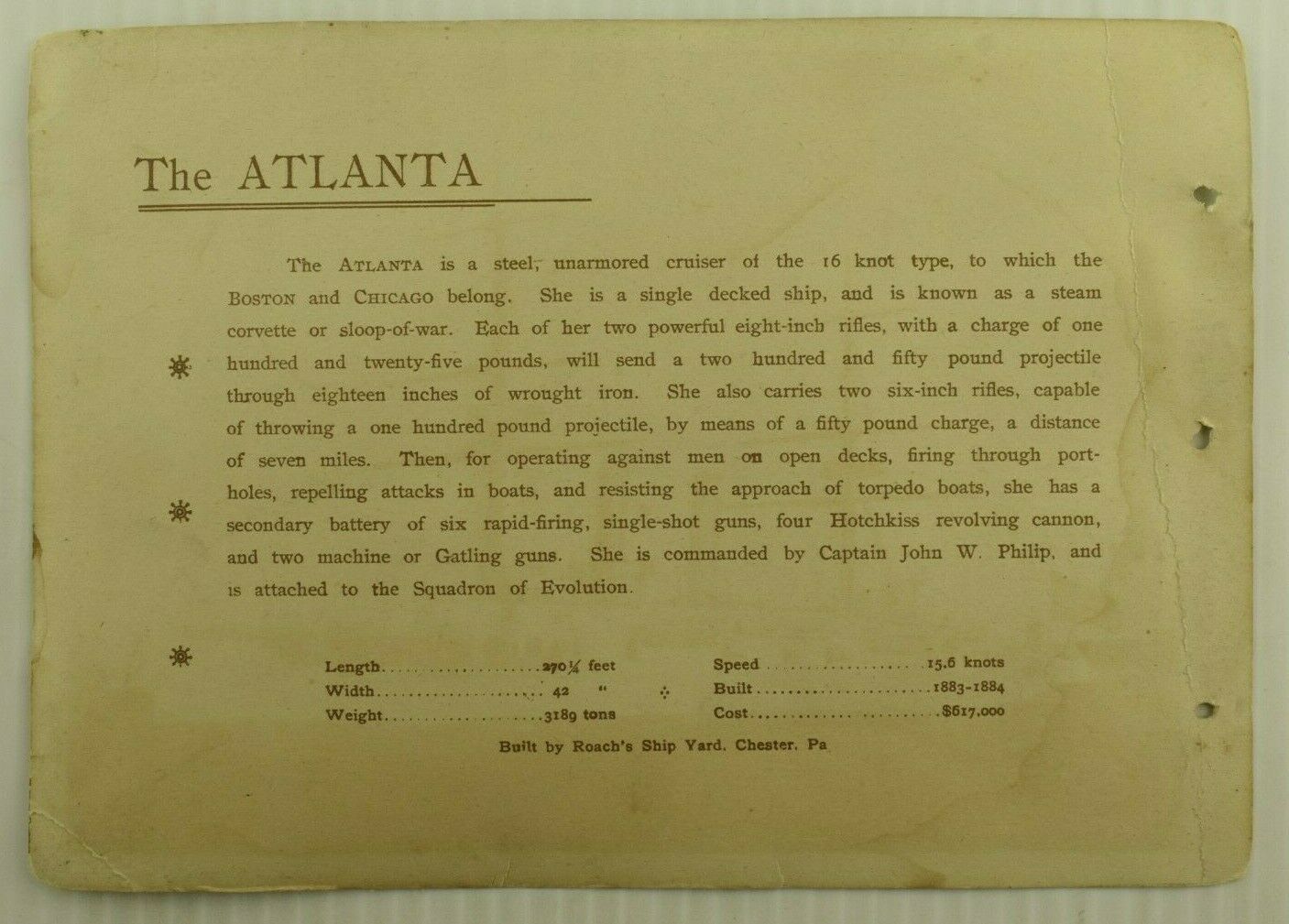 1890's USS Boston U.S.N Military Ship Victorian Trade Card #C ...