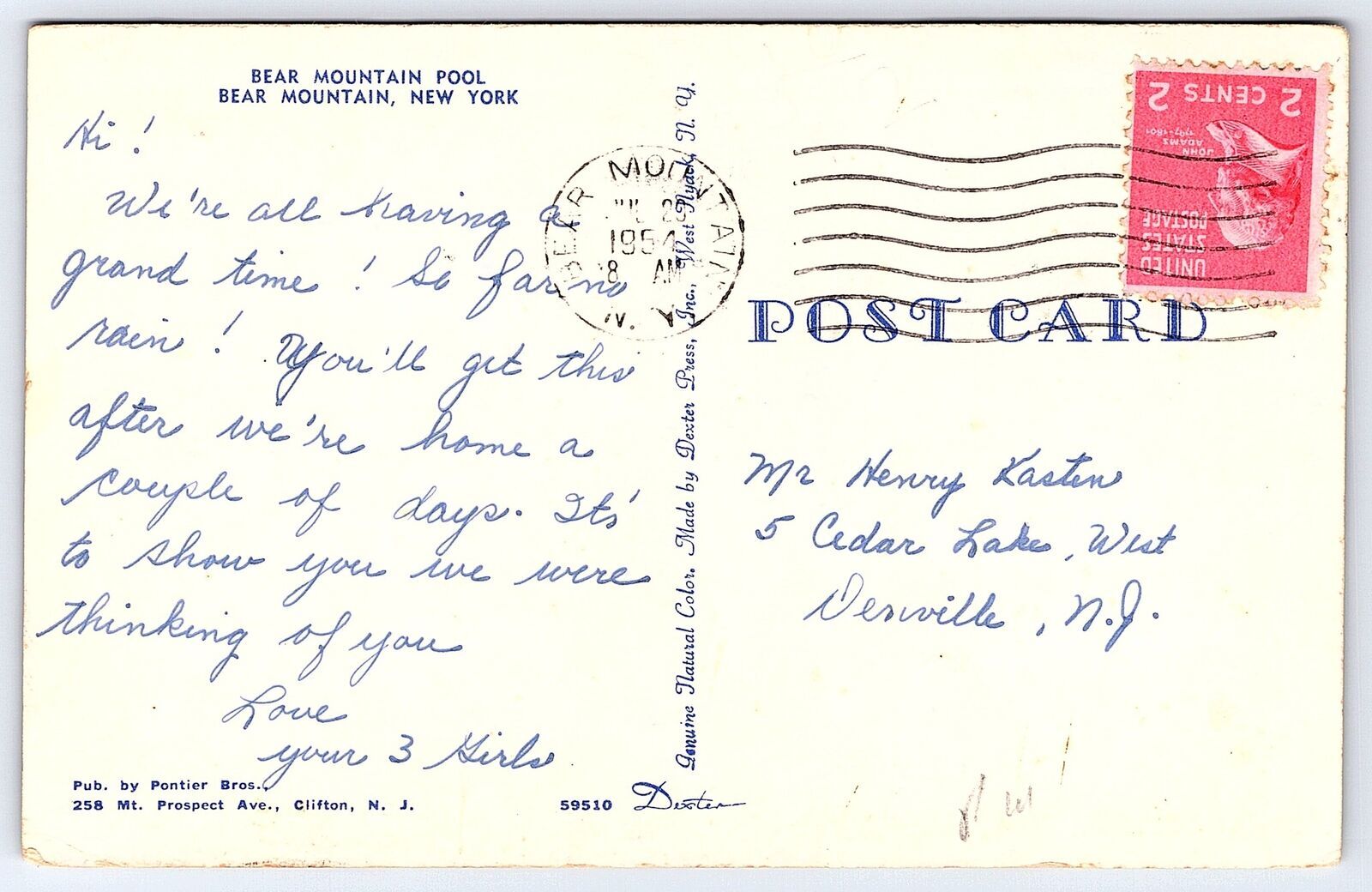 1954 Bear Mountain Swimming Pool Bear Mountain New York NY Posted ...