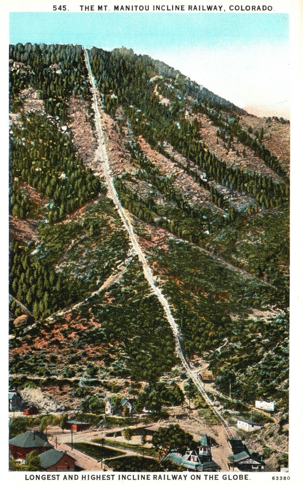 Vintage Postcard 1920s The Mt. Manitou Highest Incline Railway on Globe ...