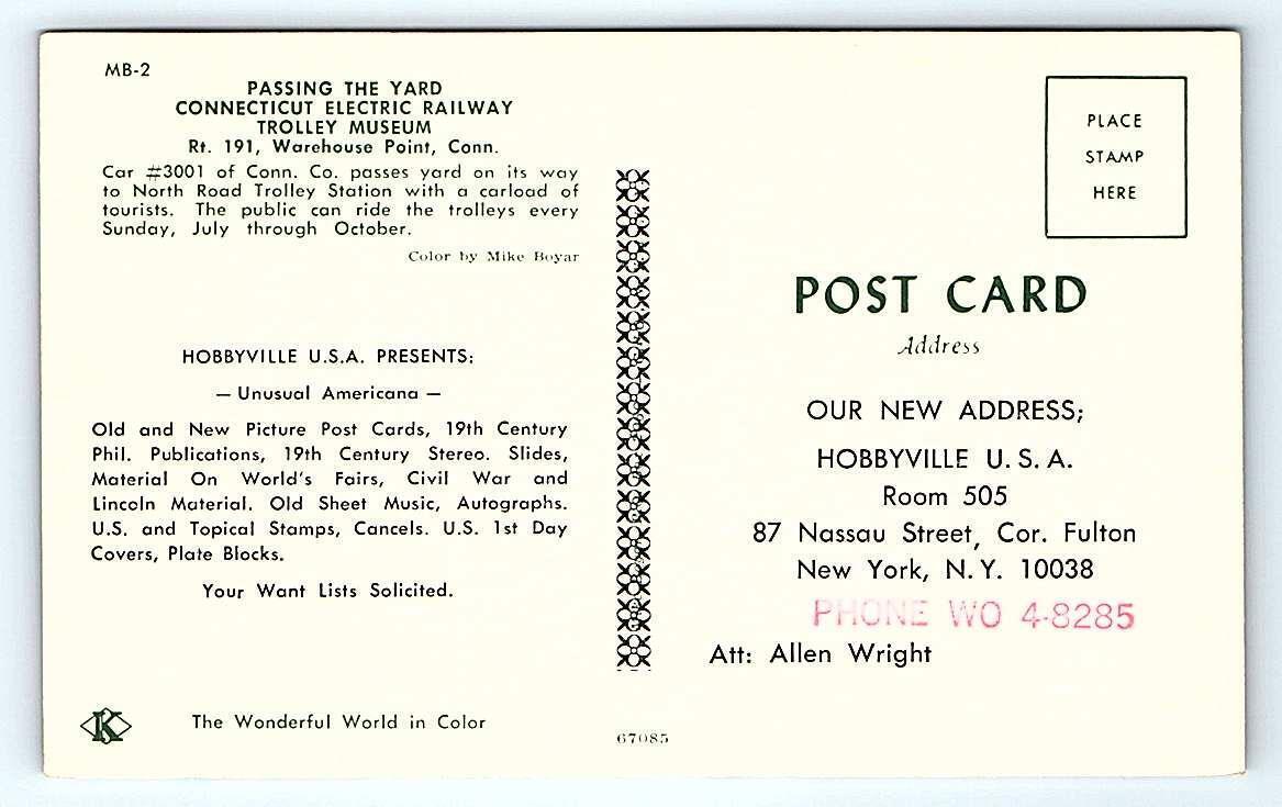 WAREHOUSE POINT, CT Connecticut~ ELECTRIC RAILWAY TROLLEY MUSEUM c1960s ...