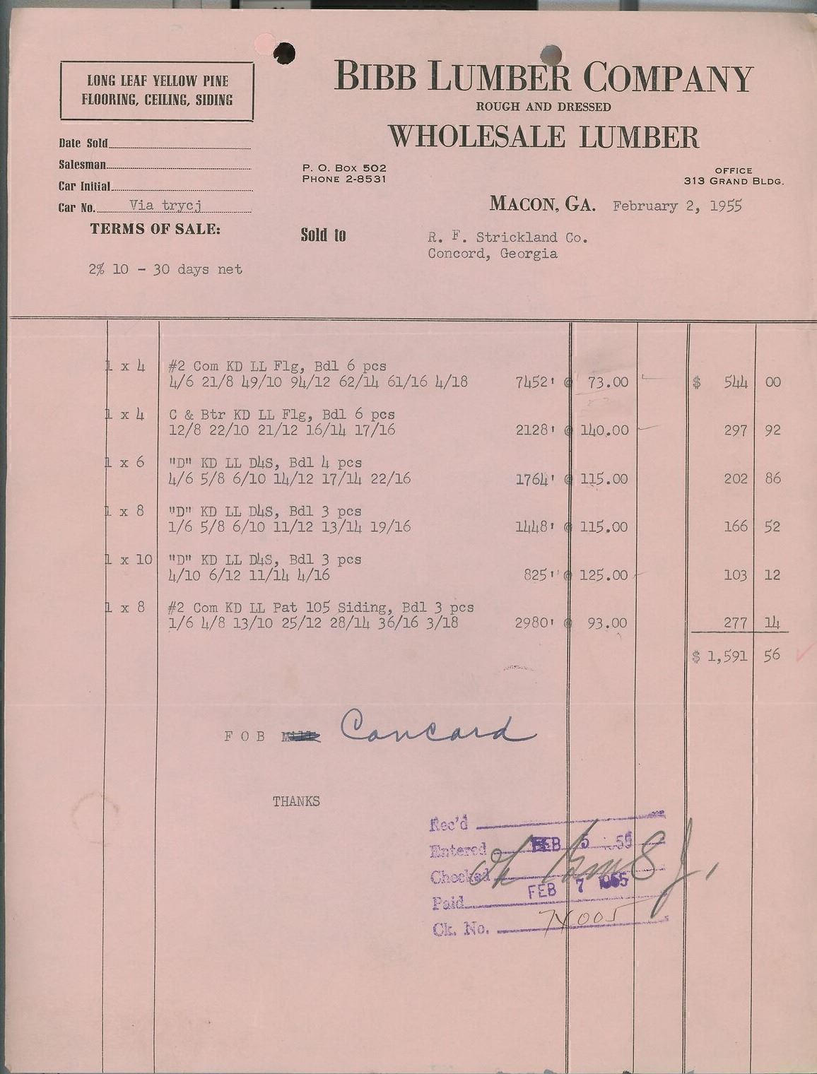1955 Bibb Lumber Company Macon GA Rough and Dressed Wholesale Lumber ...
