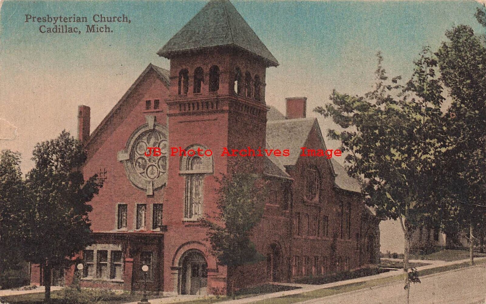 MI, Cadillac, Michigan, Presbyterian Church, Exterior View, 1912 PM ...