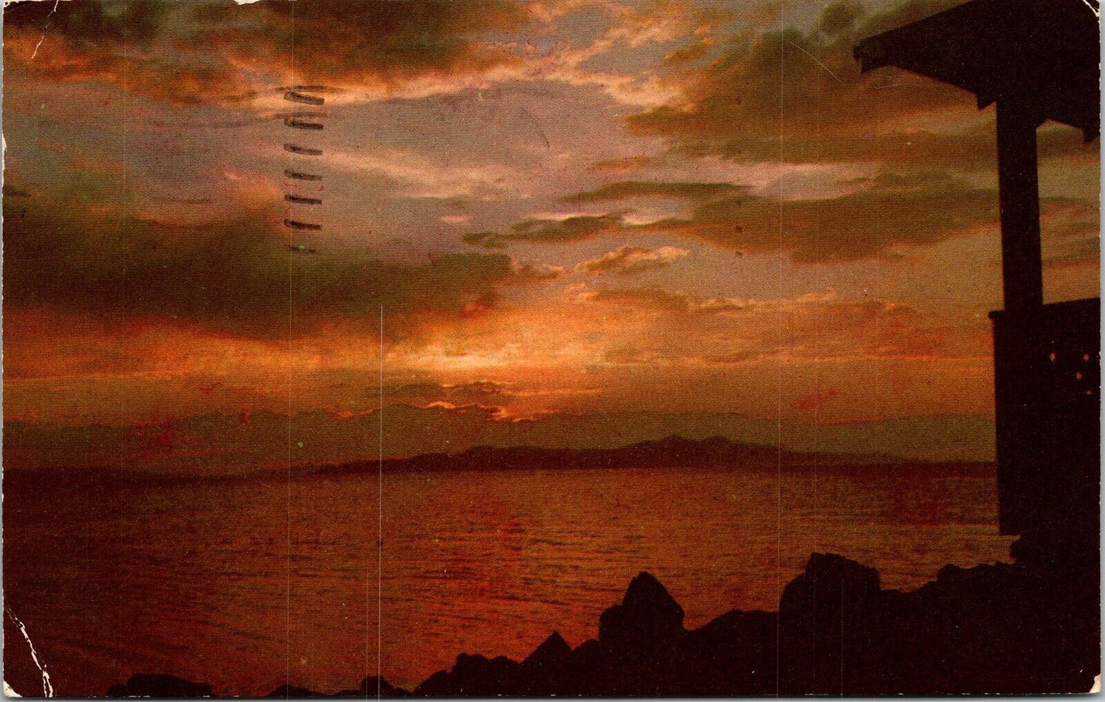 Sunset Great Salt Lake Utah UT Inland Sea Postcard PM Cancel WOB Note ...