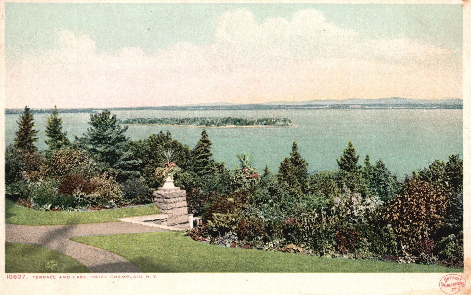 Vintage Postcard View In Terrace And Lake Hotel Champlain New York ...