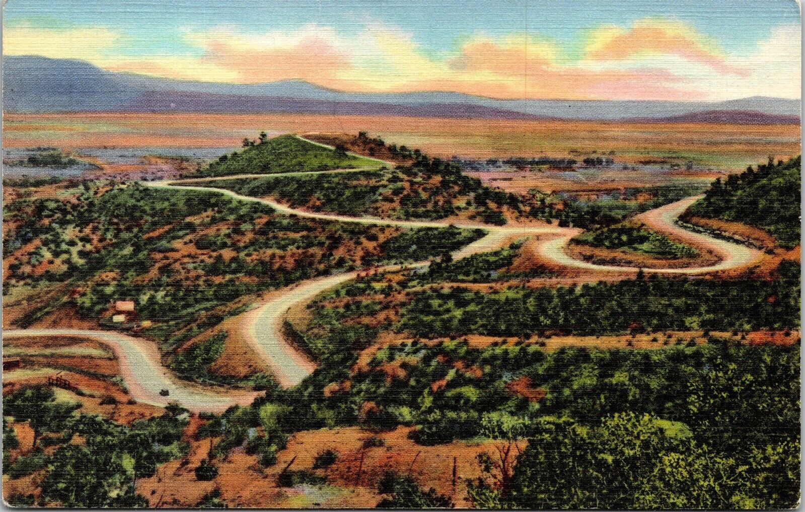 Raton Pass Santa Fe Trail New Mexico NM Linen Postcard VTG UNP Curteich ...