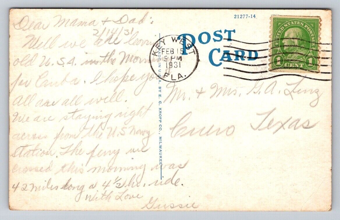 c1920s Aerial Birds Eye View Post Office US Naval Station Key West ...
