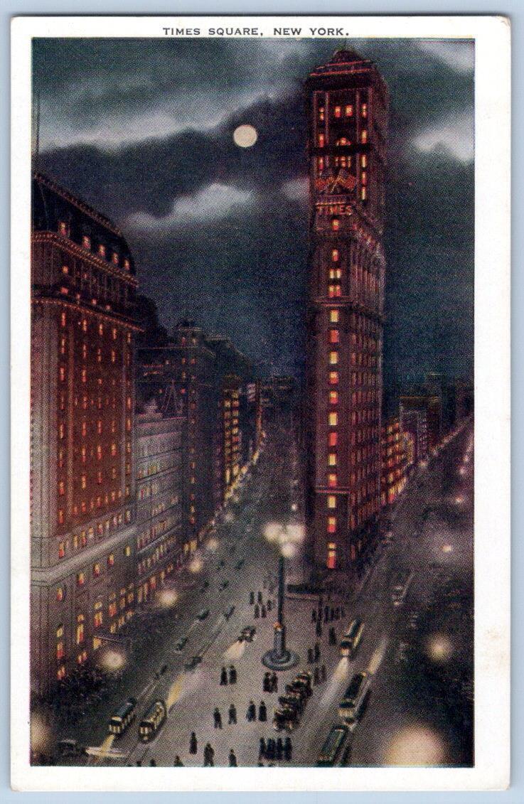 1920'S Times Square Building at Night View New York City Postcard ...