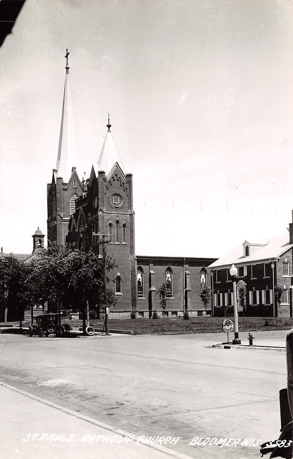 Bloomer WI~St Paul's Catholic Church~Kanotex Gasoline Sign~Spare Tire ...