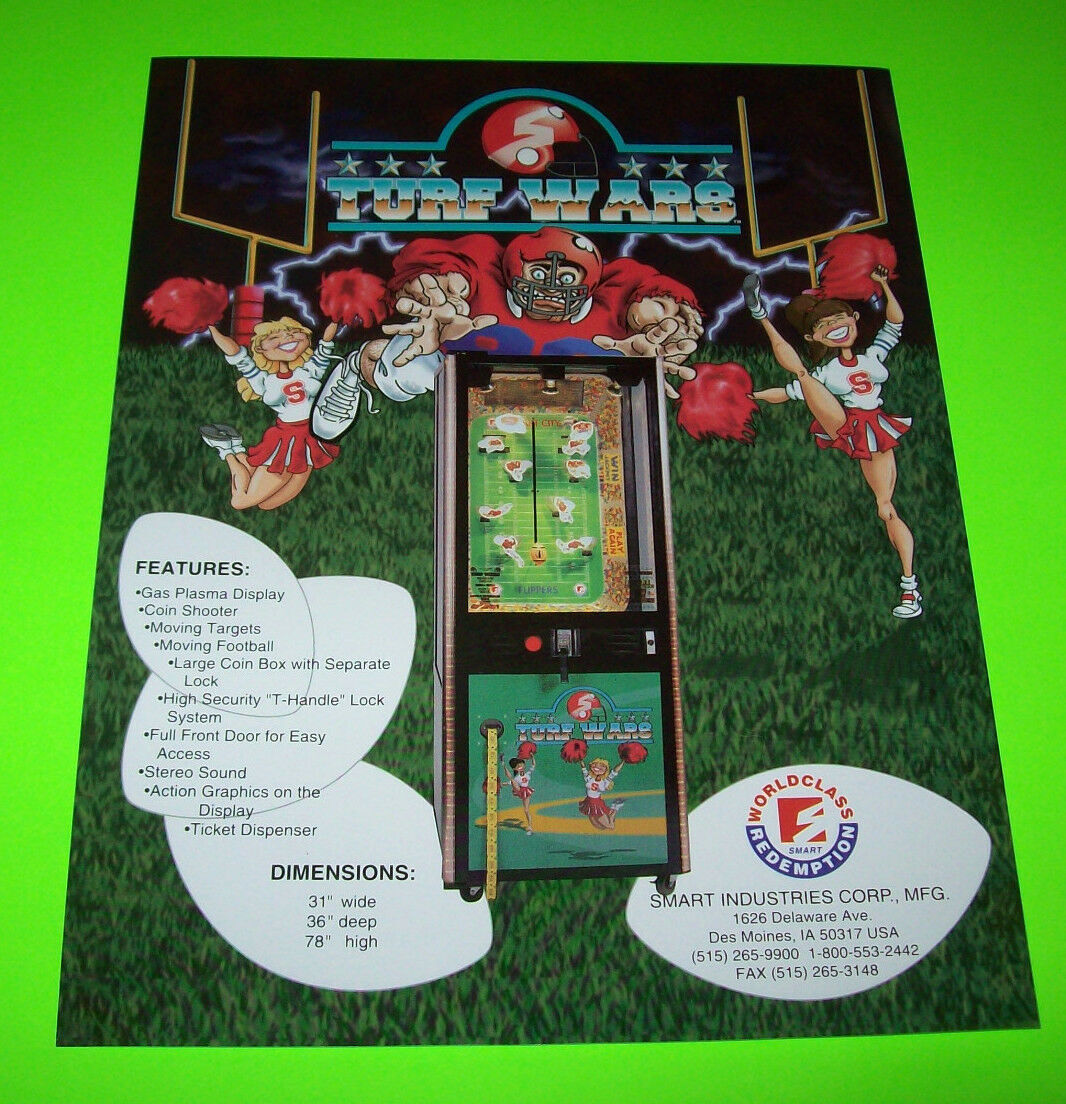Turf Wars 1992 Original Football Theme NOS Arcade Game Flyer Vintage ...