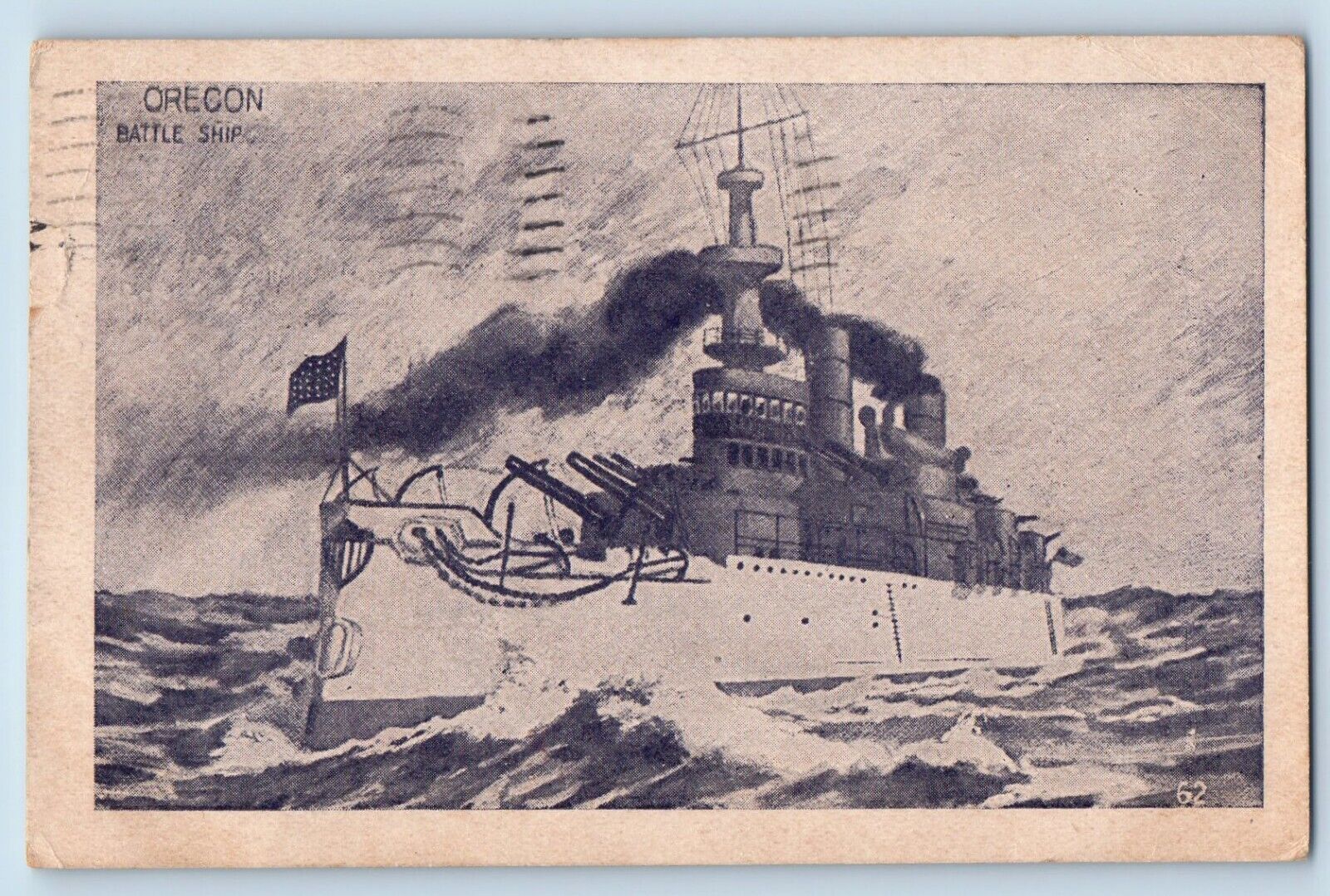 Oregon OR Postcard Battle Ship US Navy Ship Warship Steamer World War ...