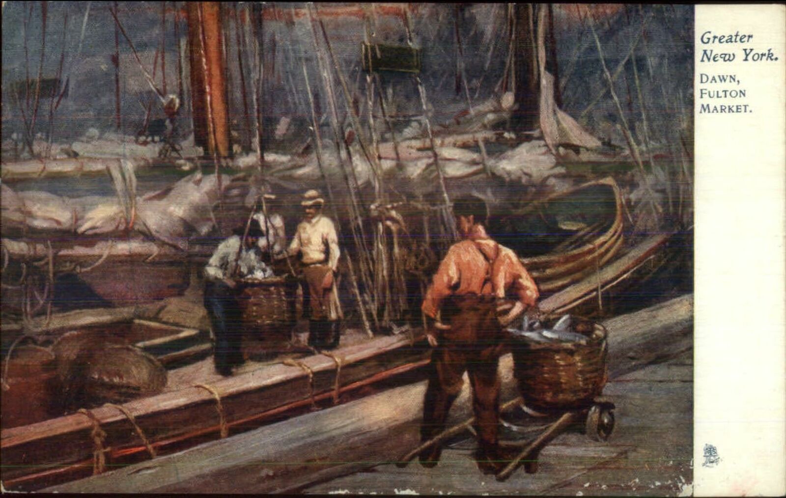 TUCK Cosmopolitan New York City Fulton Market Fishermen c1905 Postcard ...