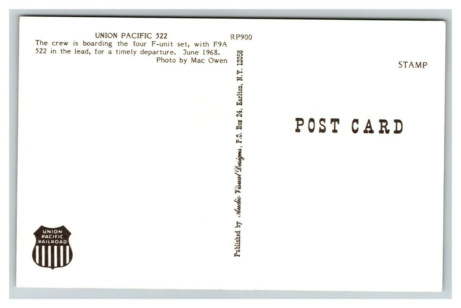 Vintage 1968 Postcard Union Pacific Railroad Crew Boards Locomotive ...