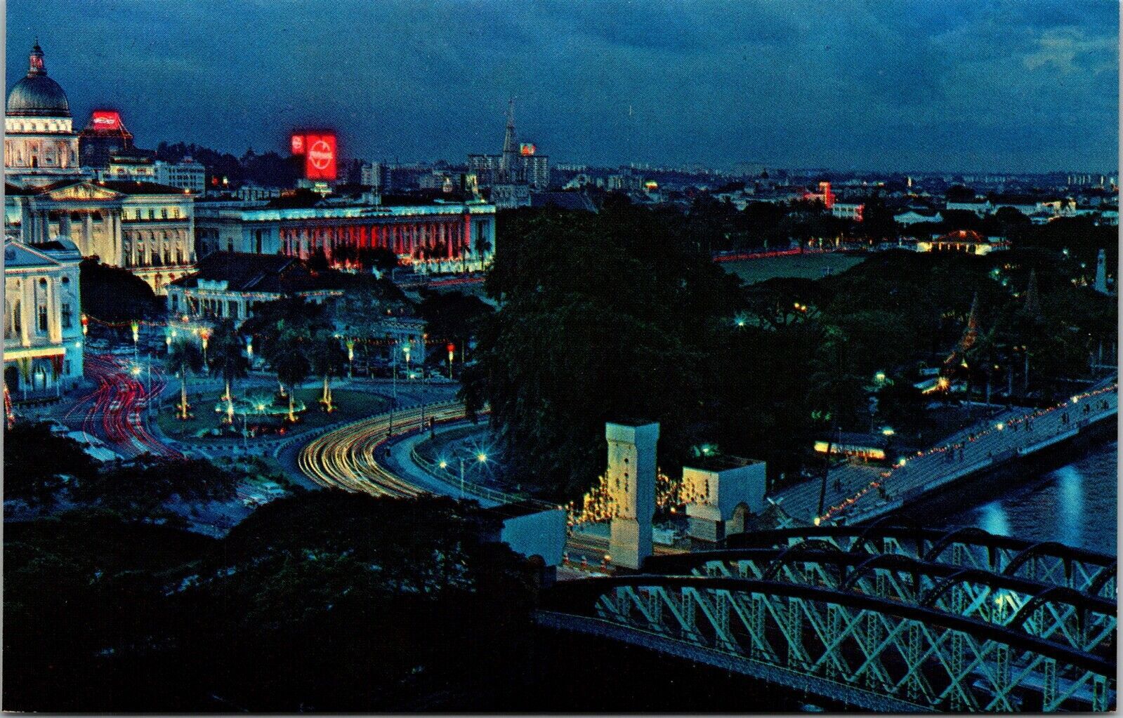 Adnerson Bridge & Empress Place Singapore Birds Eye Night View Chrome ...