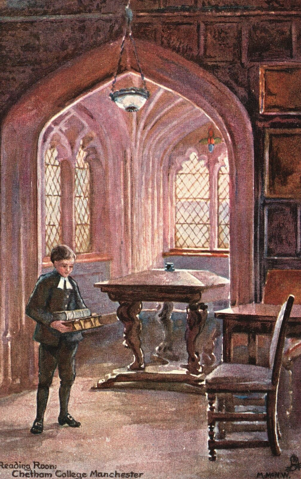 Vintage Postcard Reading Room Chatham Public library Manchester England ...