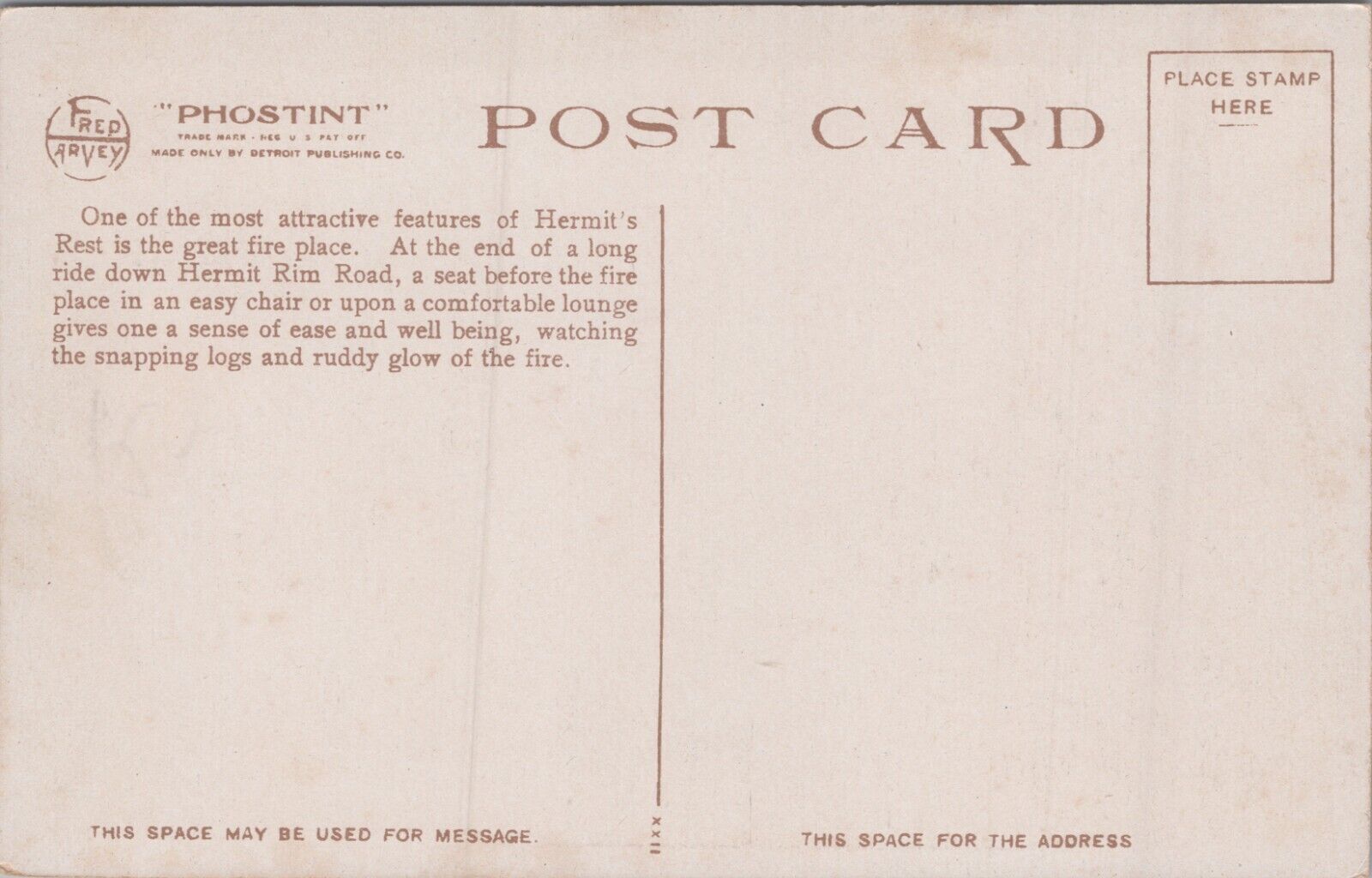 The Fireplace Hermits Rest Grand Canyon National Park Arizona Postcard ...