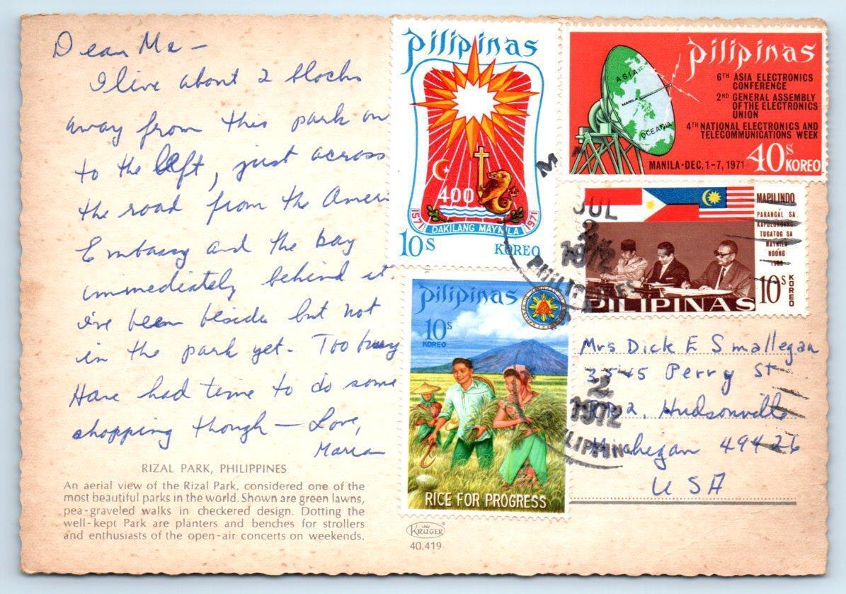 2 Postcards MANILA, PHILIPPINES ~ Legislative Building RIZAL PARK 1972 ...