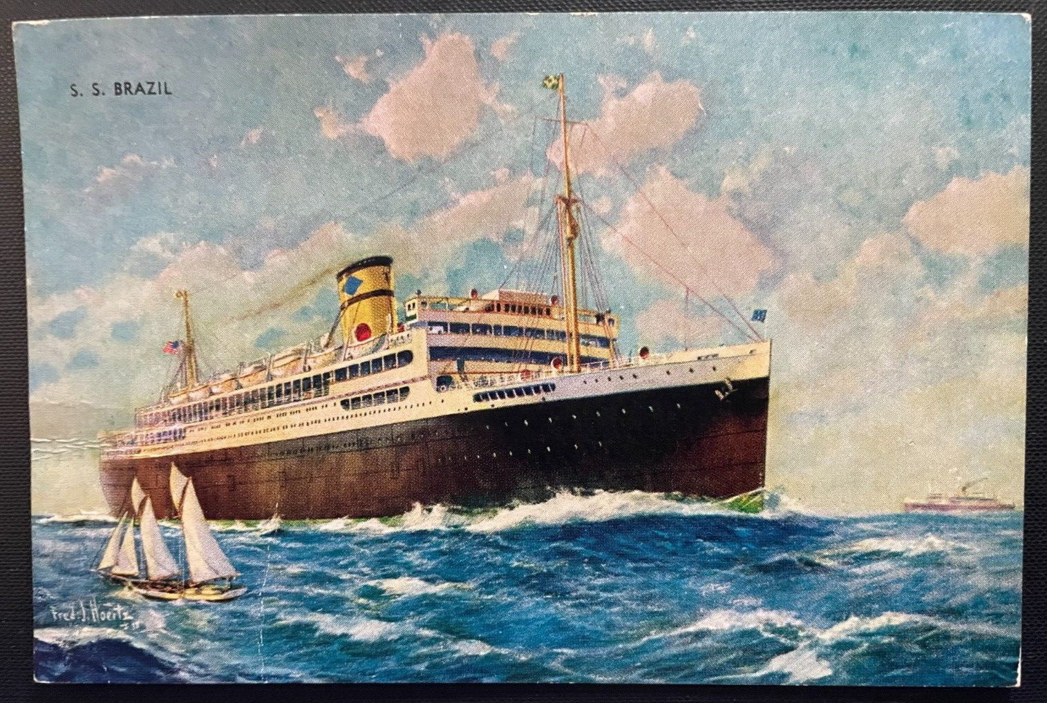 Vintage Postcard 1938 S.S. Brazil, Turbo-Electric Ocean Line, American ...