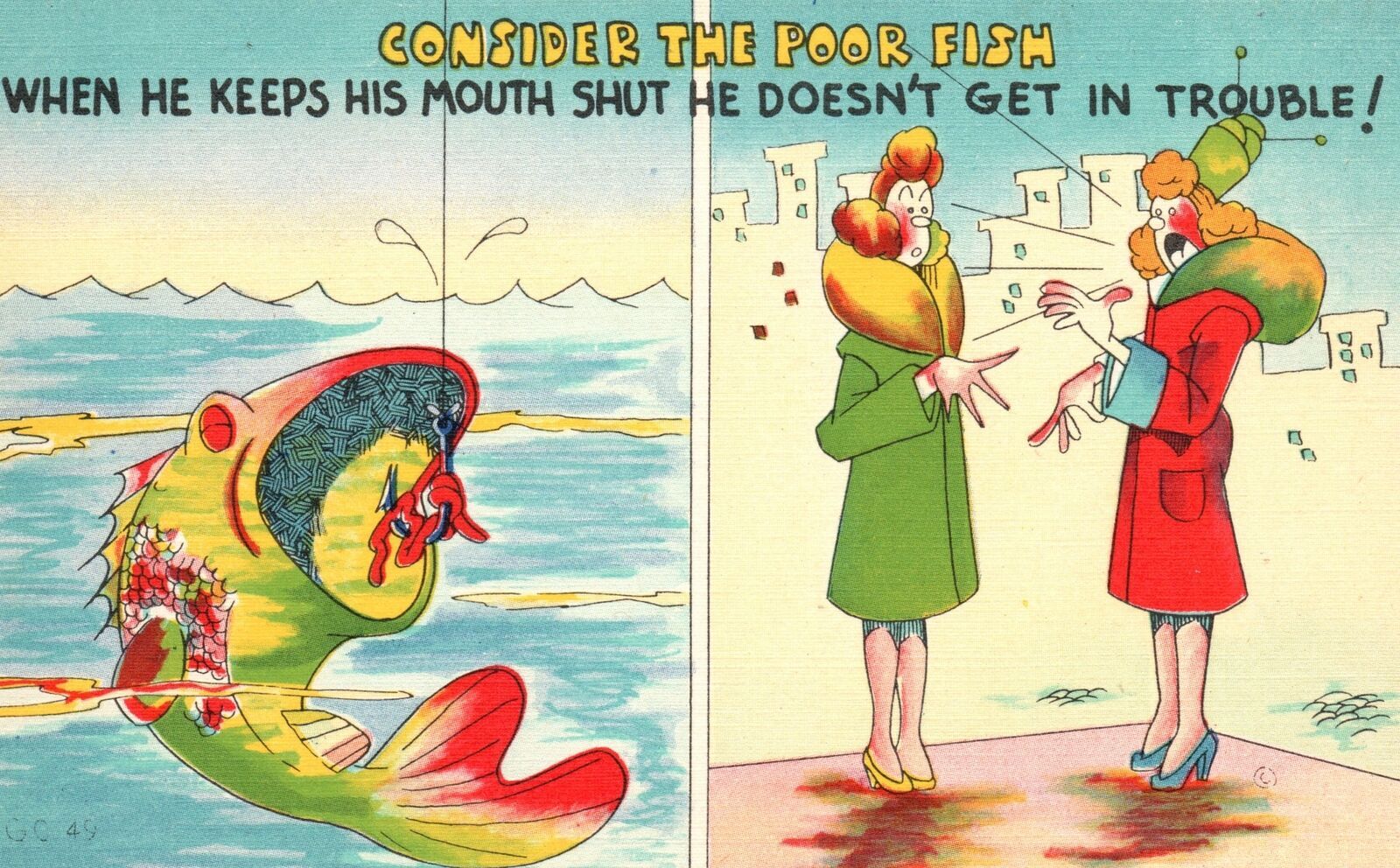 Vintage Postcard Consider The Poor Fish When He Keeps His Mouth Shut ...