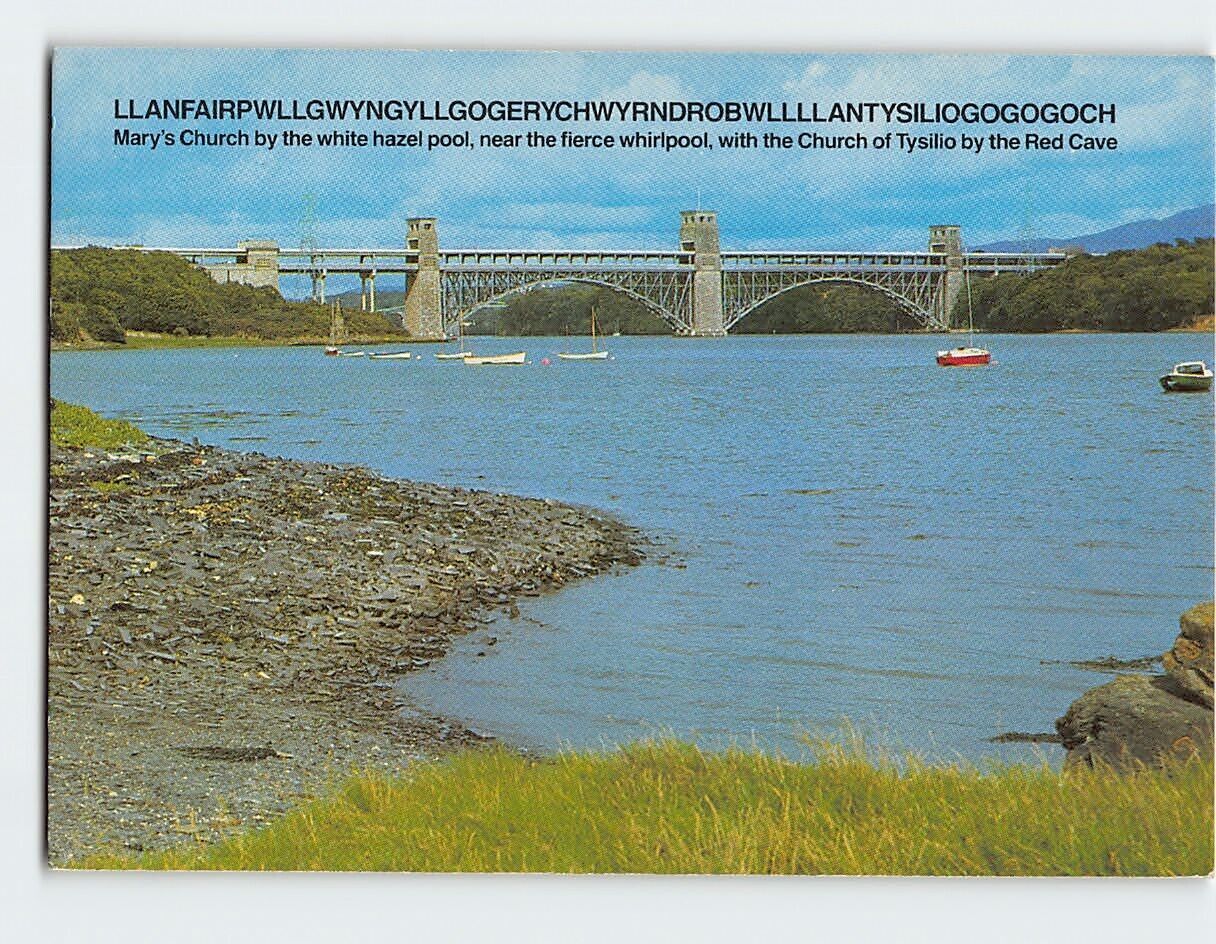 Postcard The Britannia Railway Bridge, Menai Strait, Llanfairpwllgwyngyll, Wales | Europe ...
