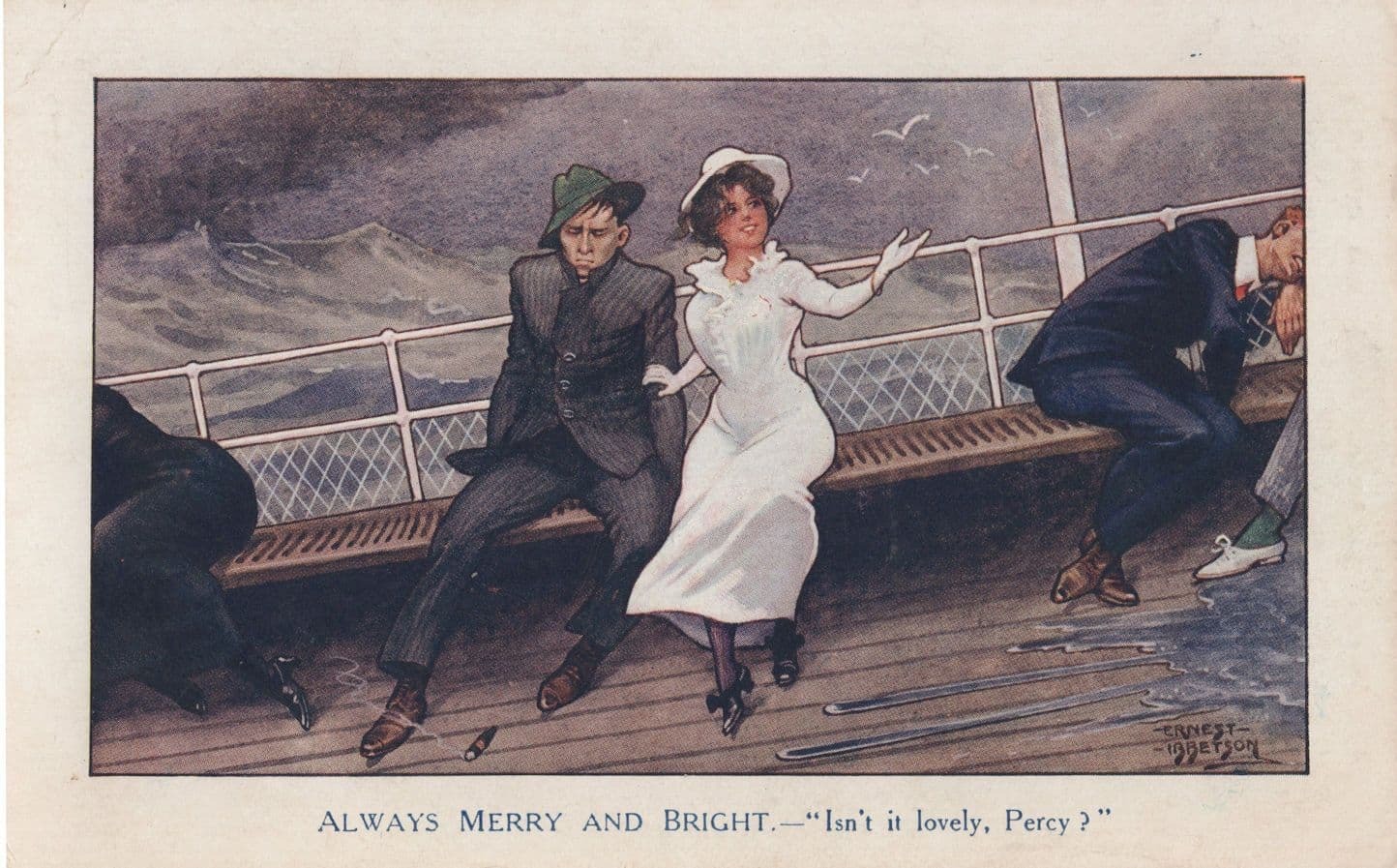 Ernest Ibbotson Ship Seasick Disaster Boat Old Comic Postcard | Topics ...