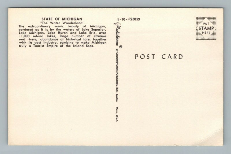 Map of the US and Michigan Vintage Postcard | United States - Michigan ...