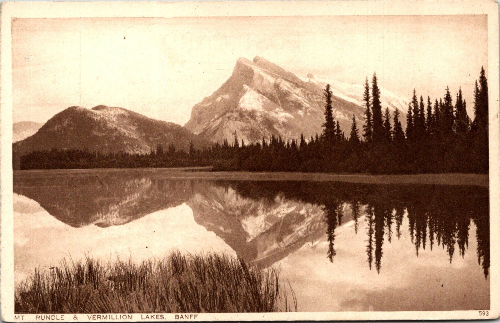 Vintage Postcard Mount Rundle and Vermillion Lakes Banff Alberta Canada ...