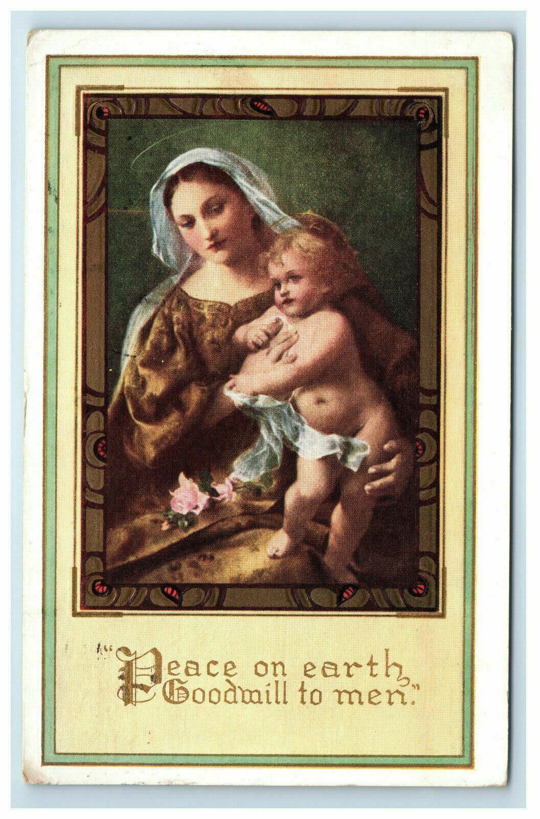 Religious Mary and Baby Toddler Jesus Postcard American Red Cross Seal ...