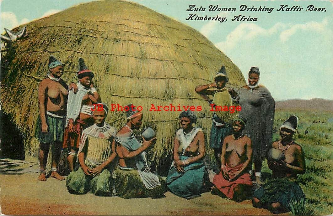 Africa Ethnic Culture, Zulu Women Drinking Kaffir Beer, Kimberley South ...