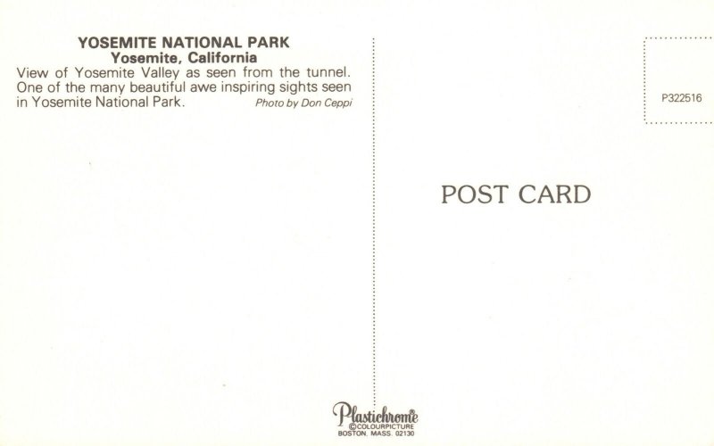 Vintage Postcard Yosemite National Park Yosemite Valley From Tunnel ...