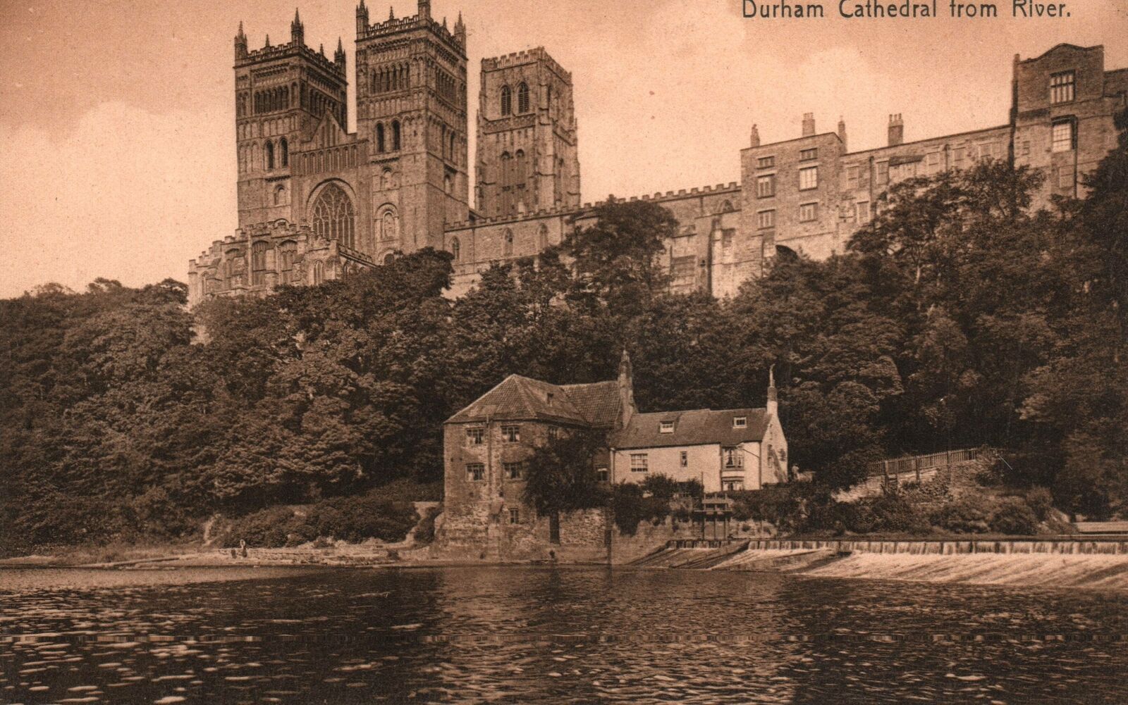 Vintage Postcard View of Durham Cathedral From the River Wear England C ...