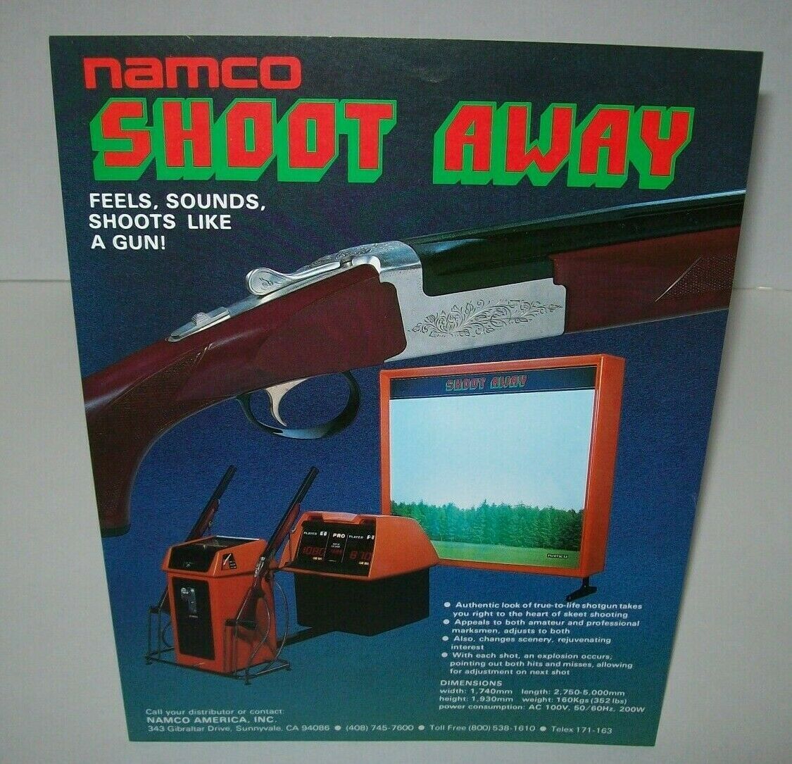 Shoot Away Arcade FLYER 1993 Original Big Screen Game Shooting Rifle ...