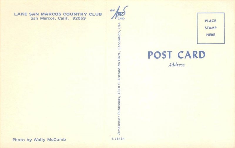Lake San Marcos Country Club, California Golf Course c1960s Vintage ...
