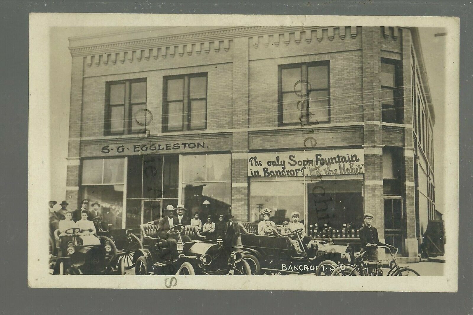 Bancroft SOUTH DAKOTA RPPC 1909 AUTO RALLY Cars MOTORCYCLE nr De Smet ...