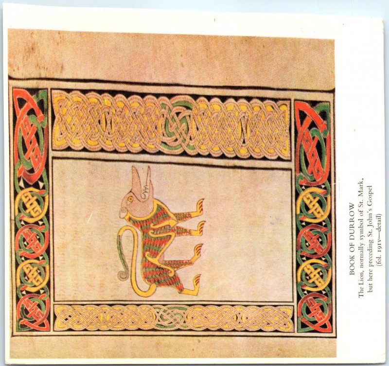 Postcard - The Book of Durrow, Library of Trinity College - Dublin ...