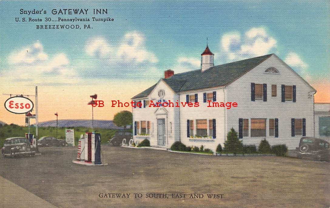 PA, Breezewood, Pennsylvania, Esso Gas Station, Snyder's Gateway Inn ...