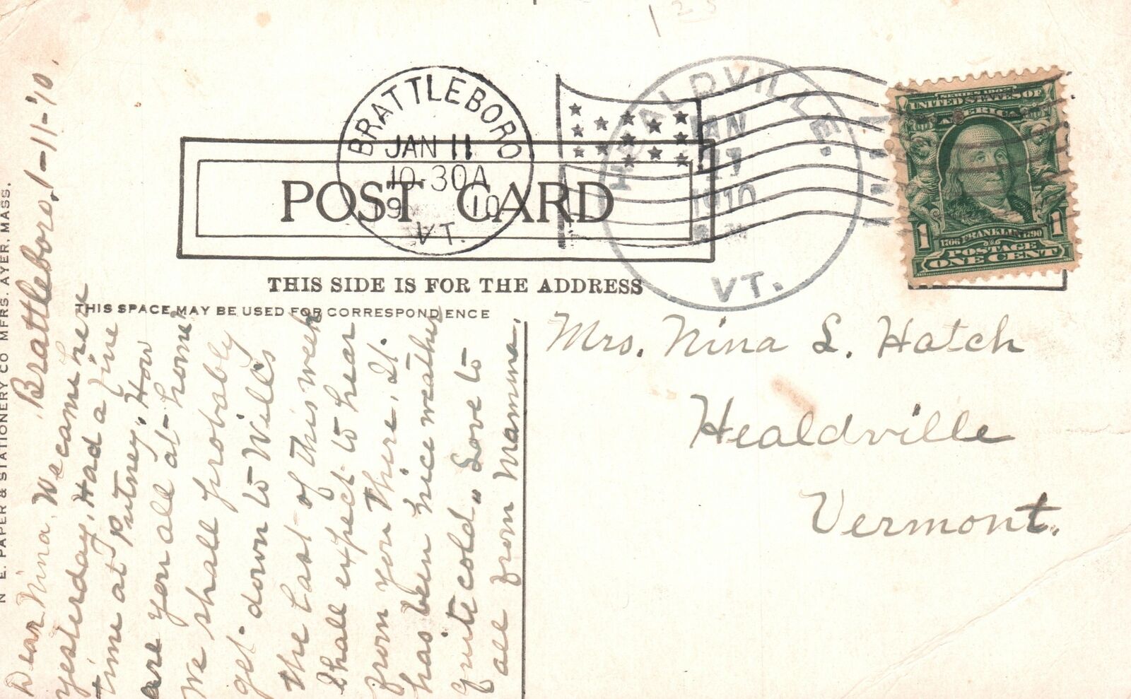 Vintage Postcard 1910's Brattleboro Retreat Battleboro Vermont N. E ...