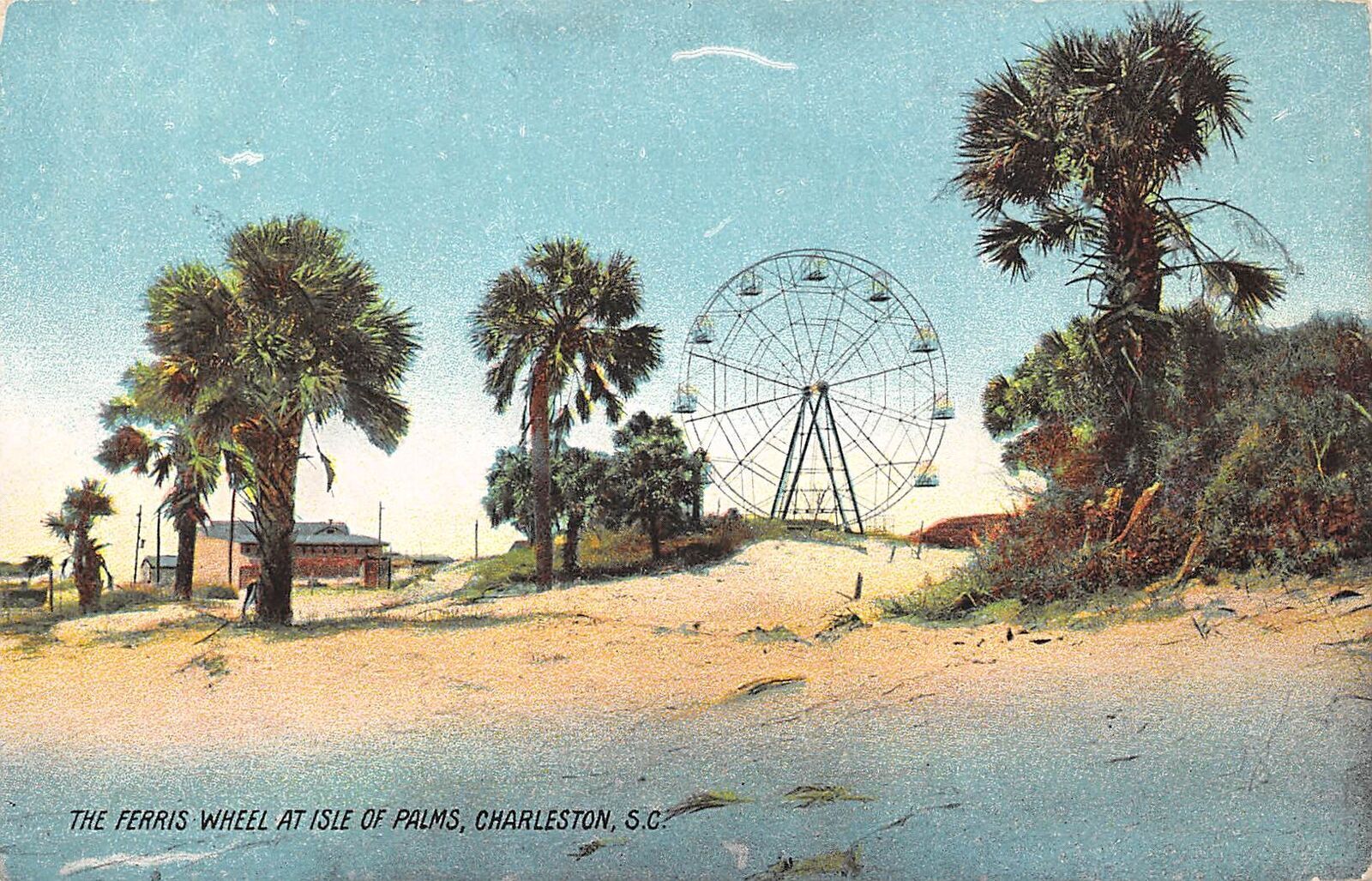 Charleston South Carolina Isle Of Palms Ferris Wheel, Color Lithograph ...
