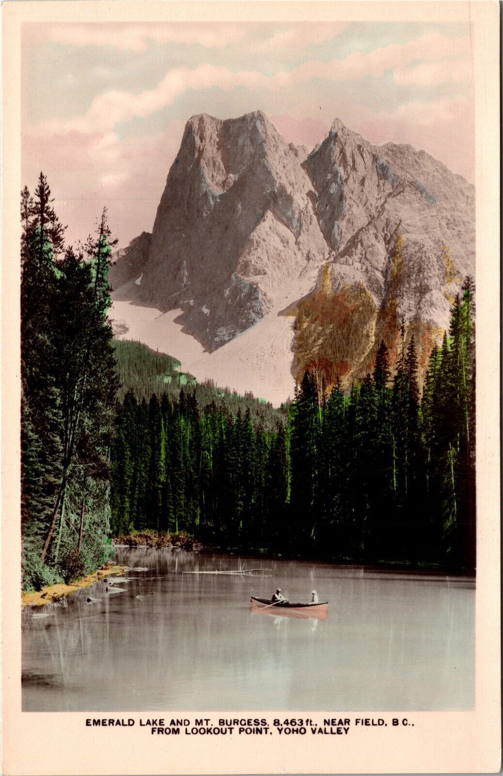 RPPC Postcard BC Field Emerald Lake & Mount Burgess Yoho Valley 1930 ...