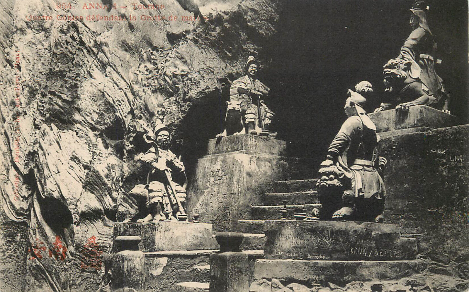 French Indochina Vietnam Annam grotto warriors guards statuettes ...
