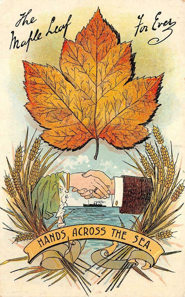 Hands Across the SEA Ship Maple Leaf Canada Postcard (C. 1910) | Topics ...